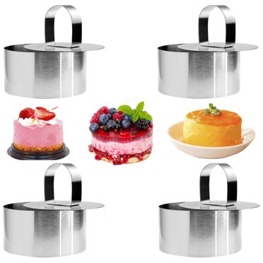 Round Cake Ring, 2Pcs Stainless Steel Mousse Layered Cake Mold Baking ...