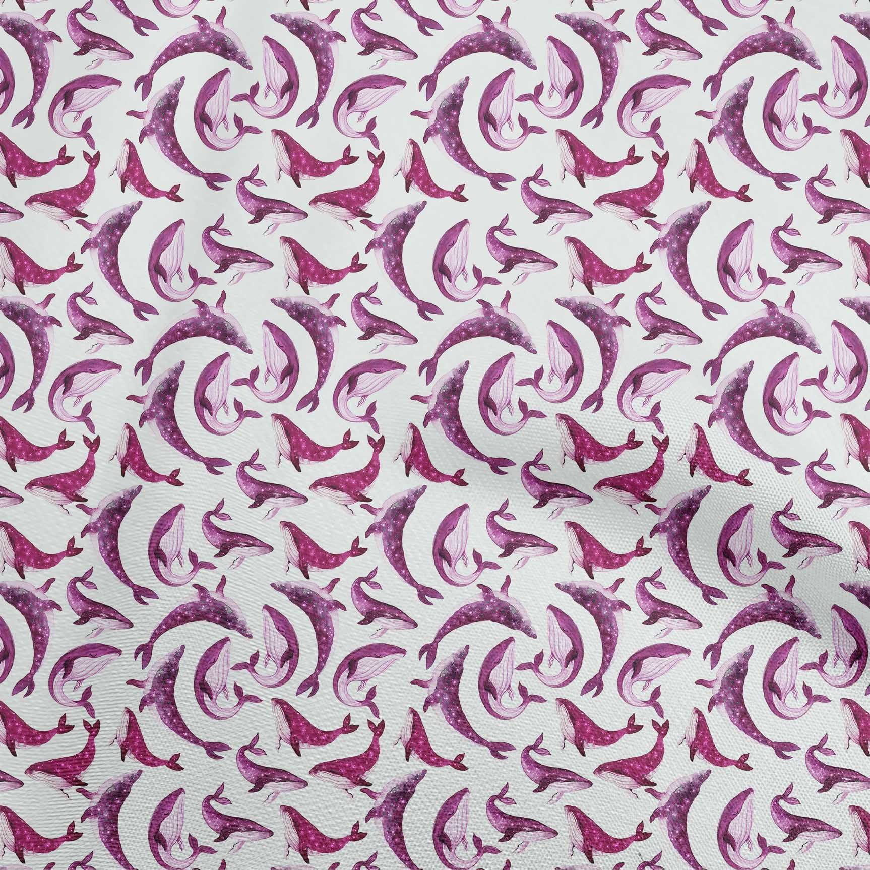 oneOone Silk Tabby Purple Fabric Whale Sewing Material Print Fabric By ...