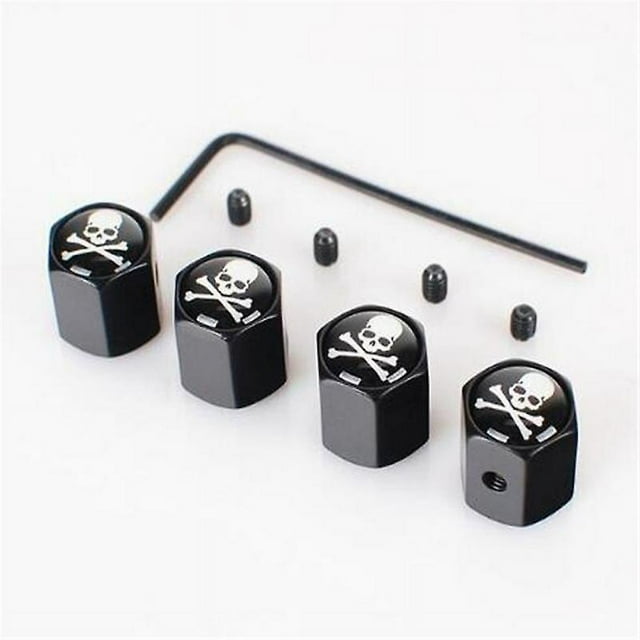 Car Skull Logo Anit-theft Metal Wheel Tire Valve Cap Tyre Dust Caps For ...