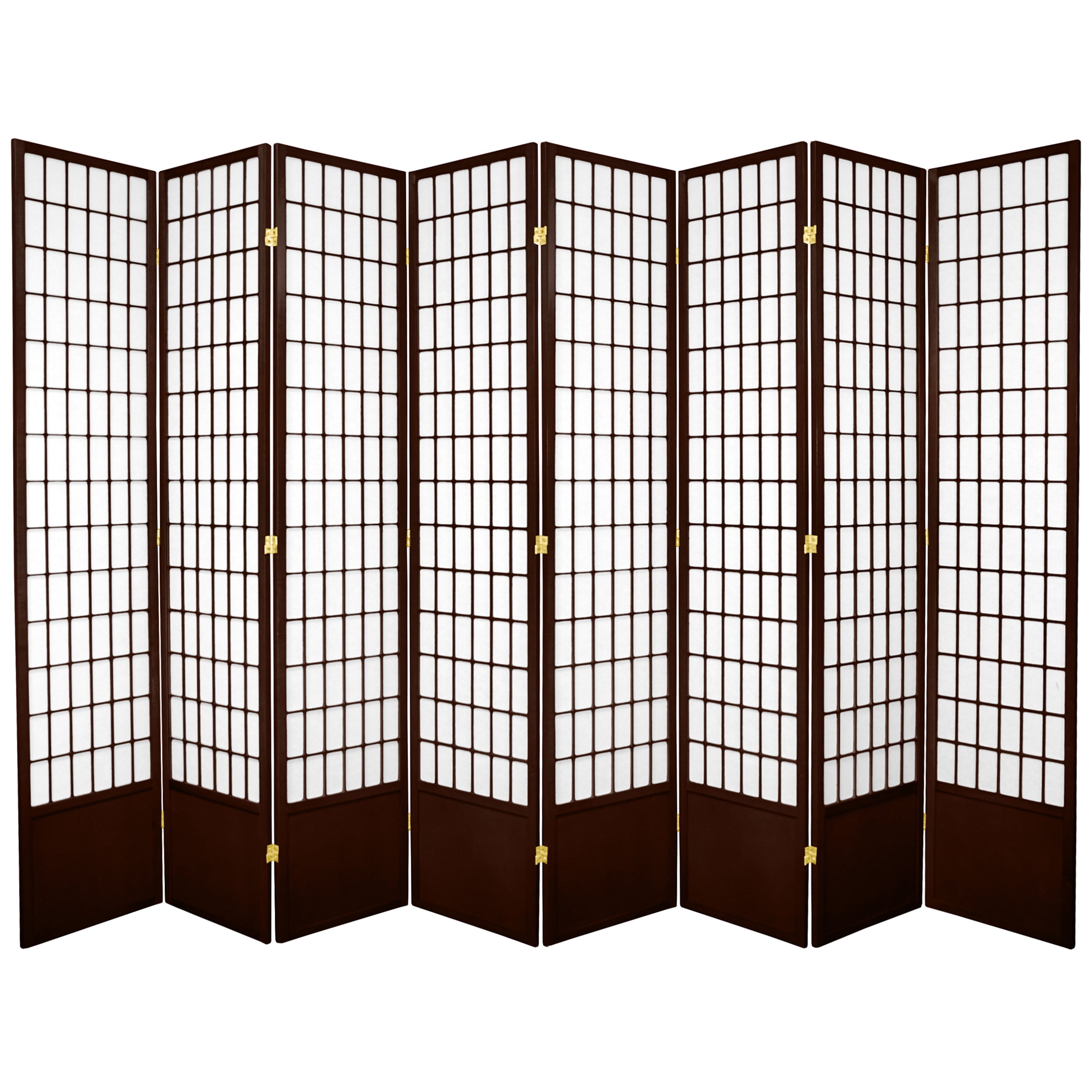 Oriental Furniture 7 Ft Tall Window Pane Shoji Screen, walnut colorm8 ...
