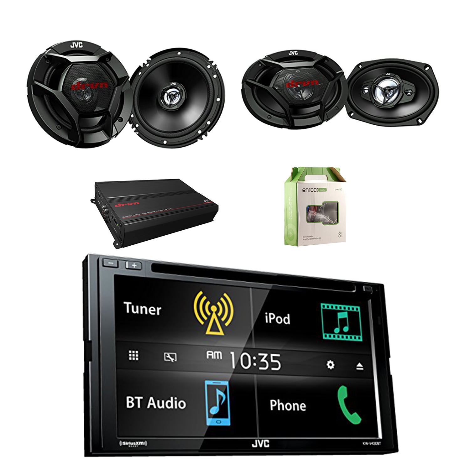 JVC Double DIN Bluetooth LCD Touchscreen MP3 Car Stereo Receiver W/ JVC ...