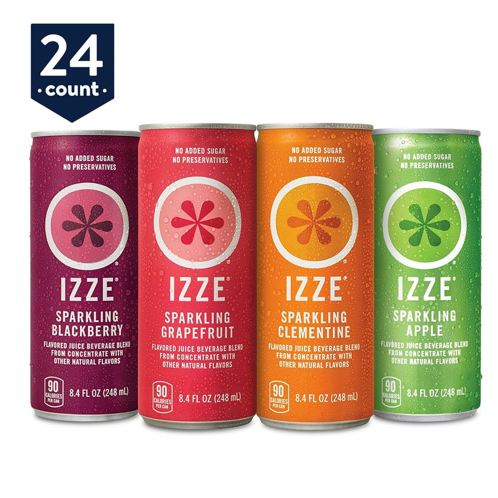 (24 Cans) IZZE Sparkling Juice, 4 Flavor Variety Pack, 8.4 fl oz ...
