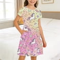 Angala Girls Dresses A Line Dresses Short Sleeve Crew Neck Cartoon ...