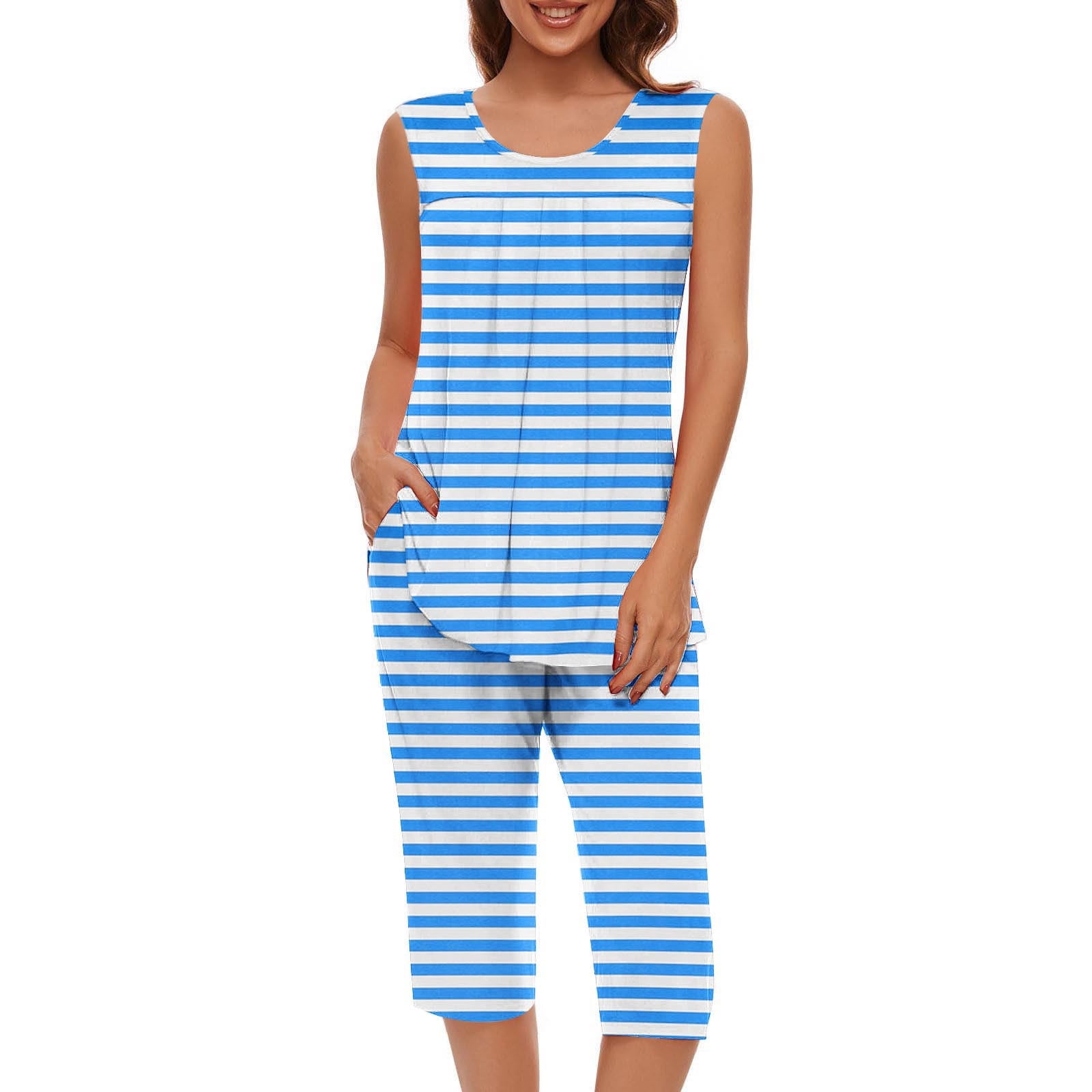 Click here for Hujlwoi Women Tank Top Pajama Sets Stripe 2 Piece... prices