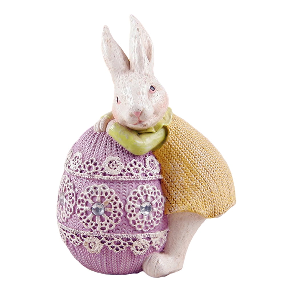 Rabbit Statue Sculpture Figurine Home Table Decor Shelf Bookshelf Pink ...