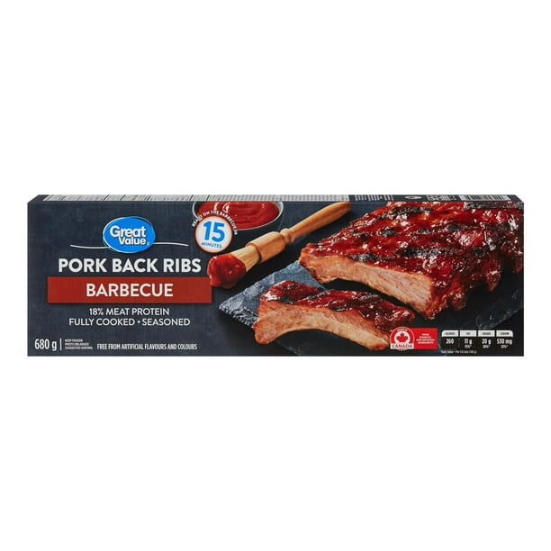 Great Value Barbecue Pork Back Ribs, 680 g - Walmart.ca