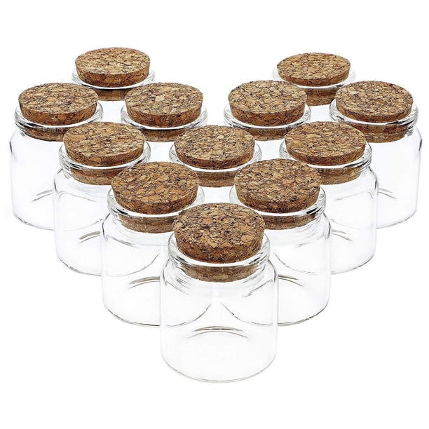 12 Pack Small Glass Jars with Cork Lids, 50ml Mini Bottles for DIY ...