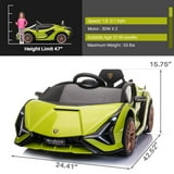 TOBBI Lamborghini Sian Kids Ride-On, 12V, w/ Remote & LED Lights, Green ...