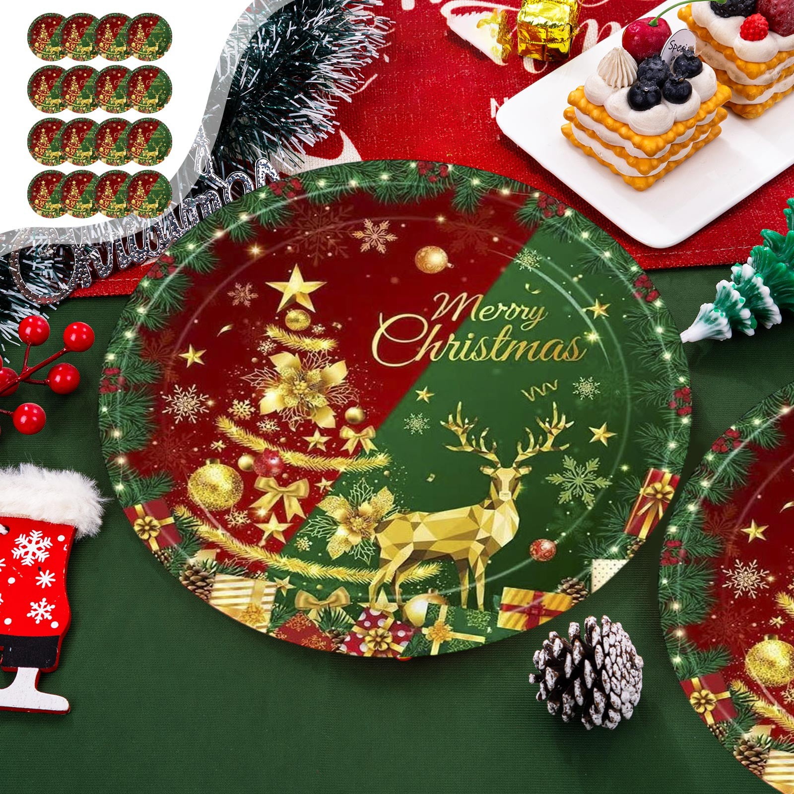 Click here for Todaioua Christmas Disposable Tableware Set - 16-P... prices