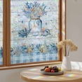 Blue Coastal Window Privacy Film Summer Beach Coral Starfish Wood Grain ...