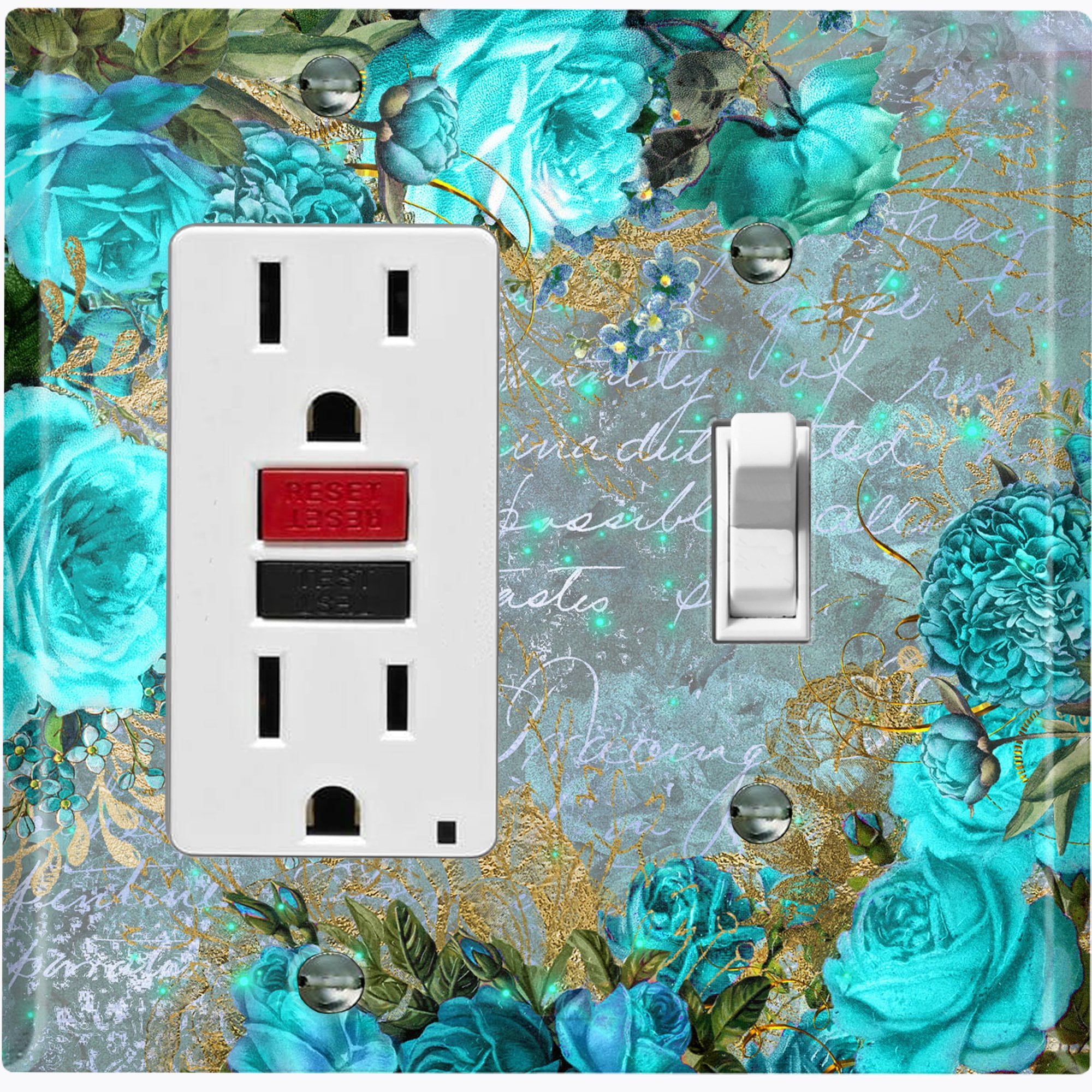 Metal Light Switch Plate Cover Elegant Red Floral Nature Scripture ...