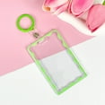 Cute Neon Green Transparent Acrylic ID Card Holder with Keychain for ...