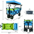 140L Collapsible Wagon with Removable Canopy, 360° Rotating All-Terrain ...