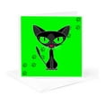 3drose, Fancy Feline Black Cat Design on Green Background, 6 Greeting ...