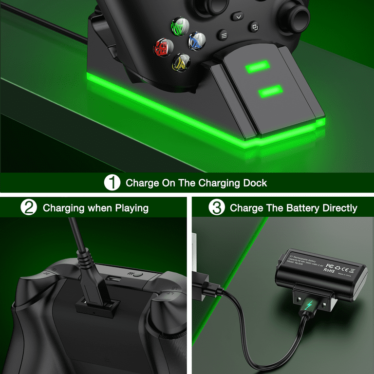BEBONCOOL Controller Charger Station for Xbox with 2 x 1200 Controller Rechargeable Battery Pack Compatible with Xbox Series X S Xbox One Xbox One S X
