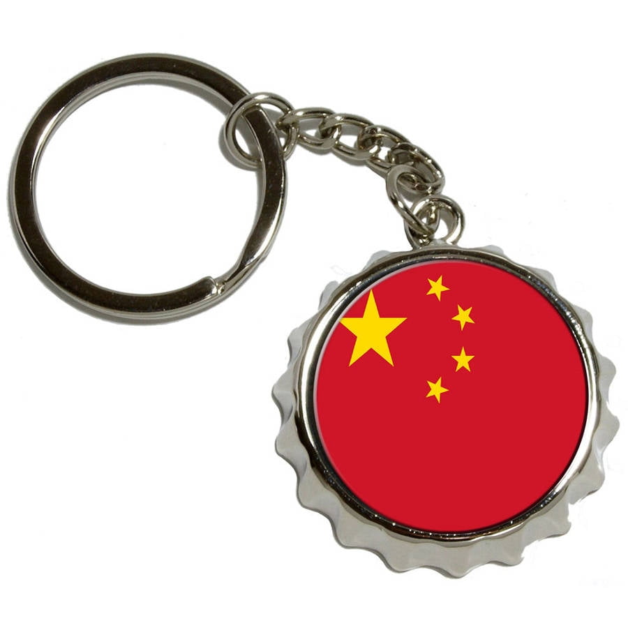China Chinese Flag, Nickel Plated Metal Popcap Bottle Opener Keychain ...