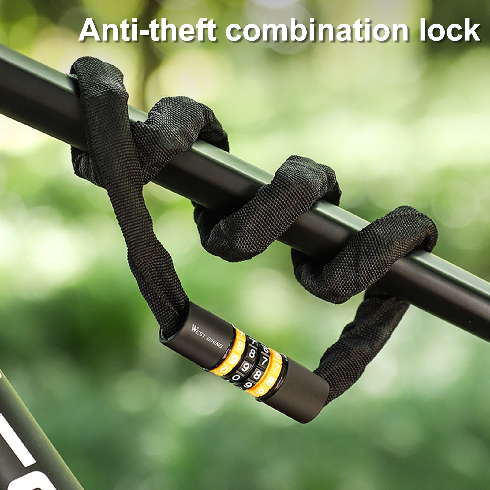 Mightlink WEST BIKING Bicycle Lock Four-digit Combination Steel Wiring ...