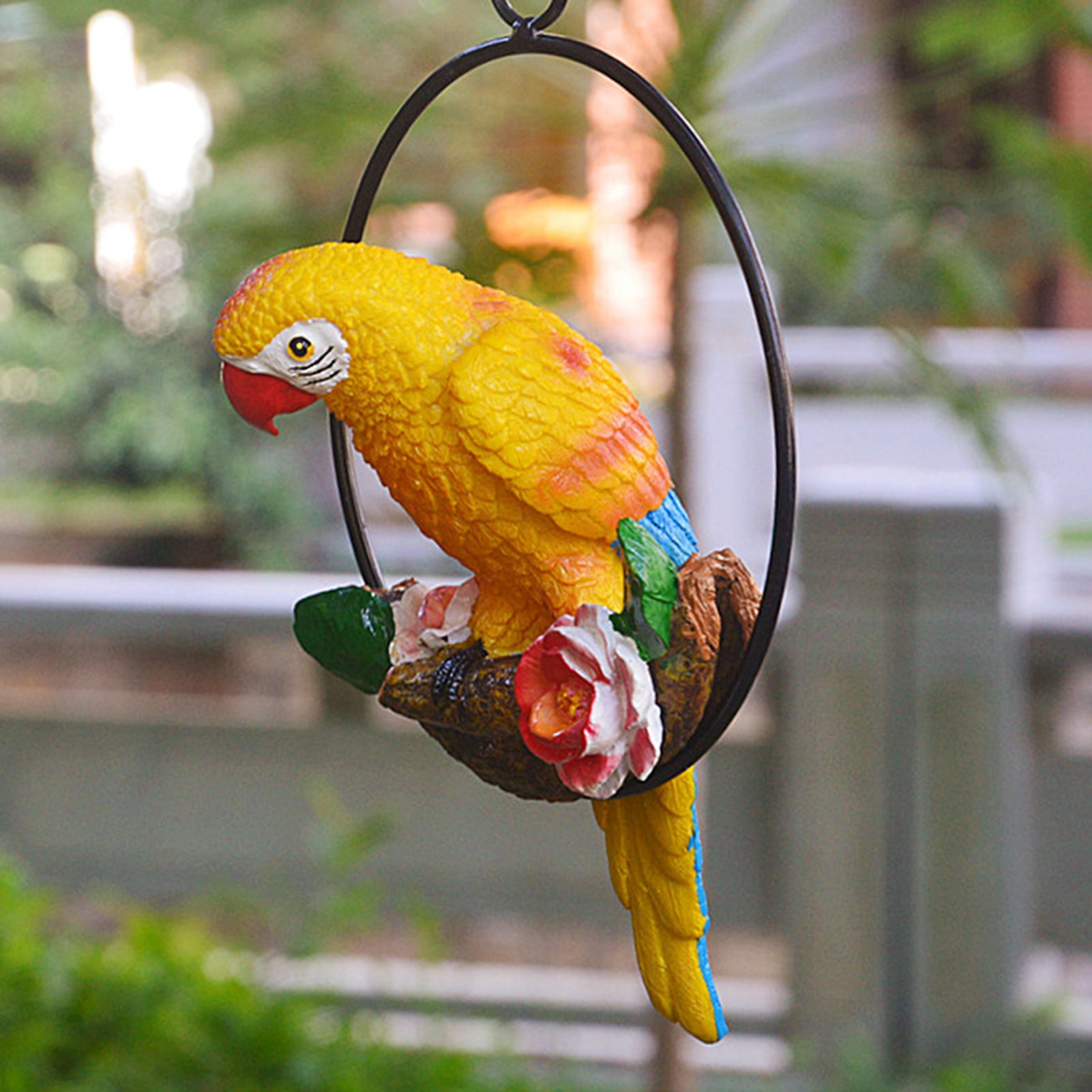 Happy Date Patio Home Garden Hanging Macaw Parrot Perching on Branch in ...