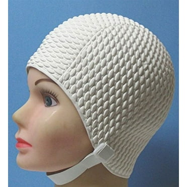 BEEMO Swim Cap Women Chin Strap Bubble Crepe Latex Long Short Hair ...