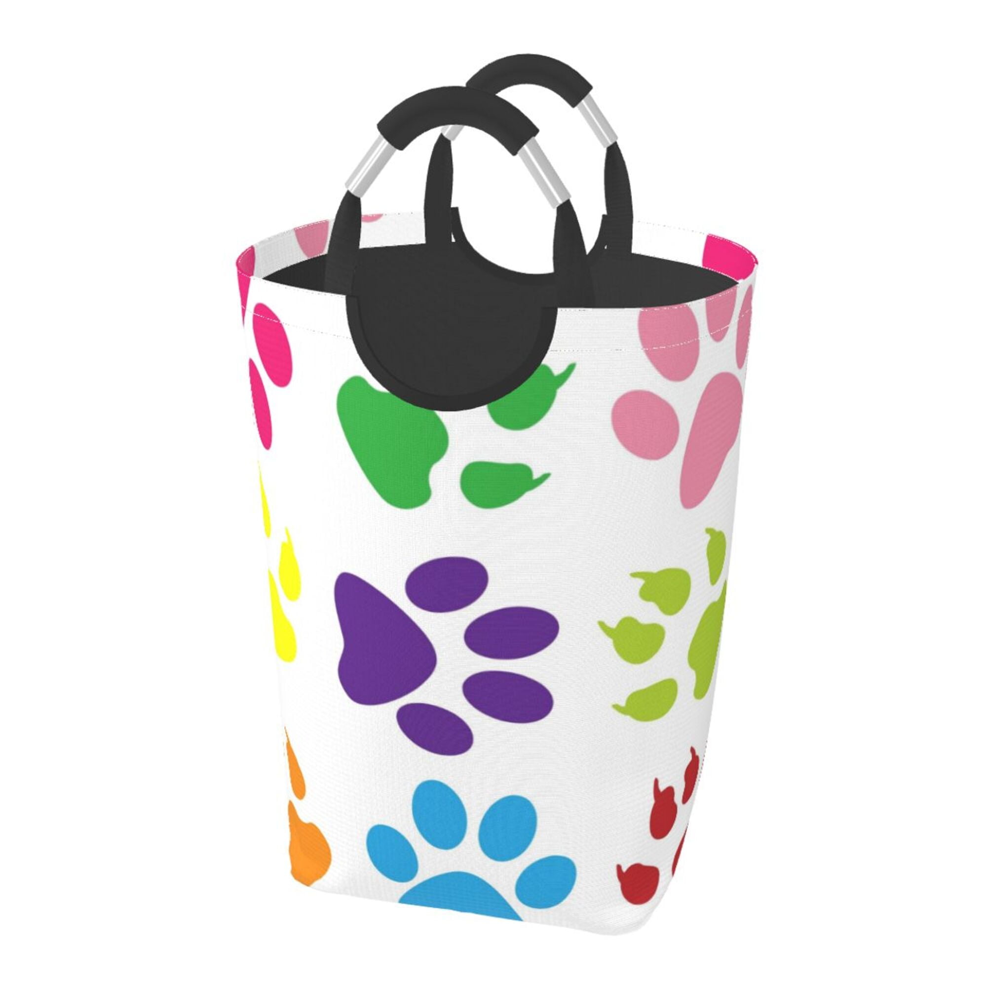 DouZhe 50L Rectangular Laundry Basket, Colorful Animal Paw Tracks ...
