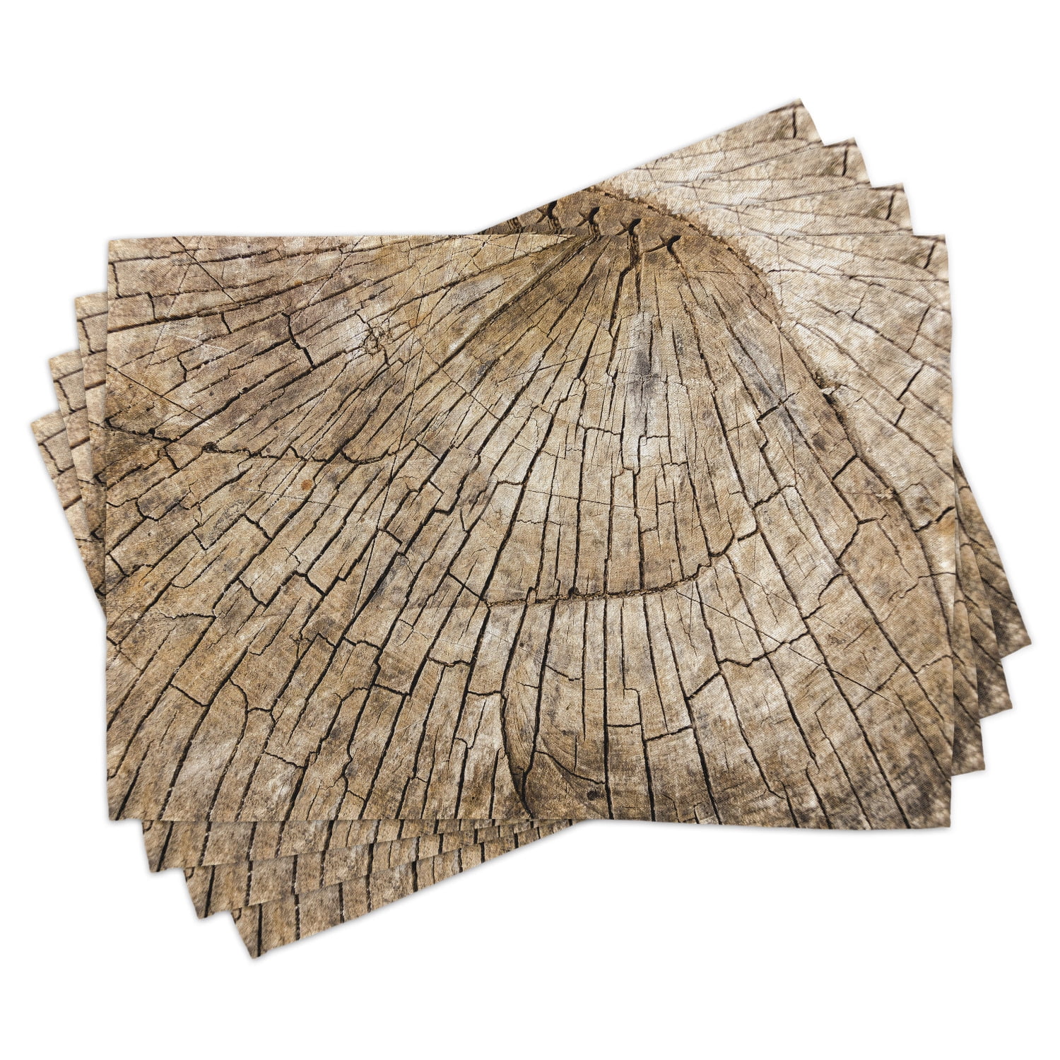 Ambesonne Timber Place Mats Set of 4, Wooden Nature Forest, Standard ...