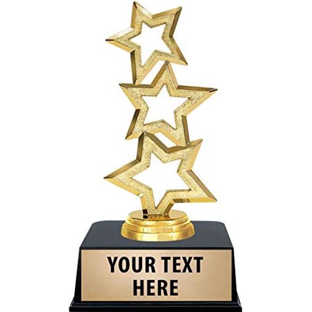 HTAIGUO Gold Star Trophies with Custom Engraving, 6" Personalized Three ...