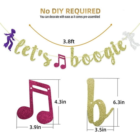 Let's Boogie Banner for Disco Theme Birthday Party Decorations, Boogie ...