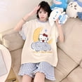 Cartoon Pajamas Women's Summer Short Sleeved Set Pure Cotton Home ...