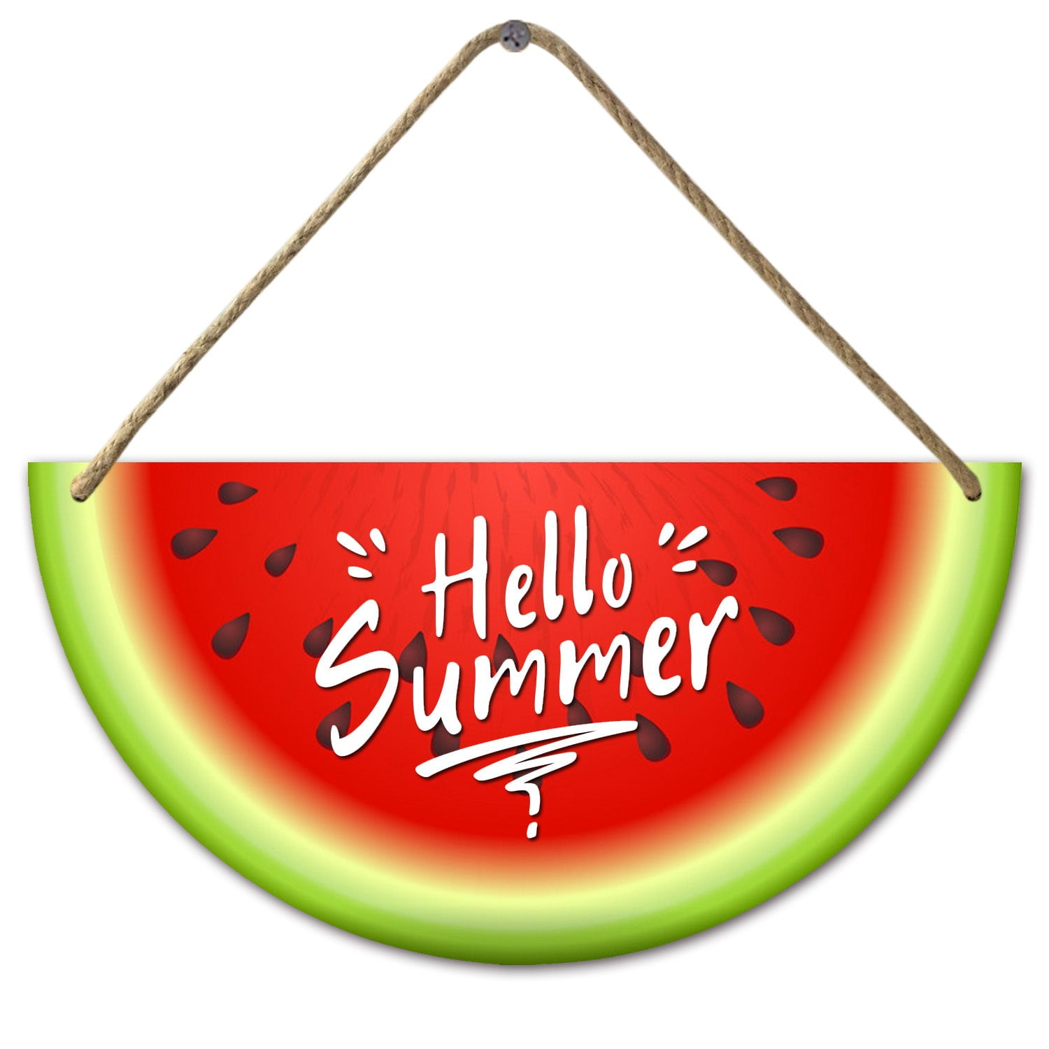 Eveokoki Watermelon Door Sign Hello Summer Door Hanger Wood Front Door ...