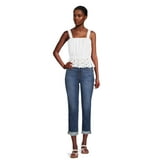 Time & Tru Cuff Boyfriend Jeans - Distressed Denim - Walmart.com