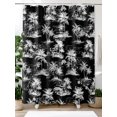 Black Retro Tropical Shower Curtain, Palm Trees Old Newspapers Summer ...