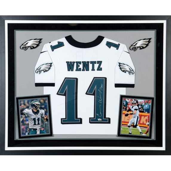 Carson Wentz Philadelphia Eagles Deluxe Framed Autographed White ...