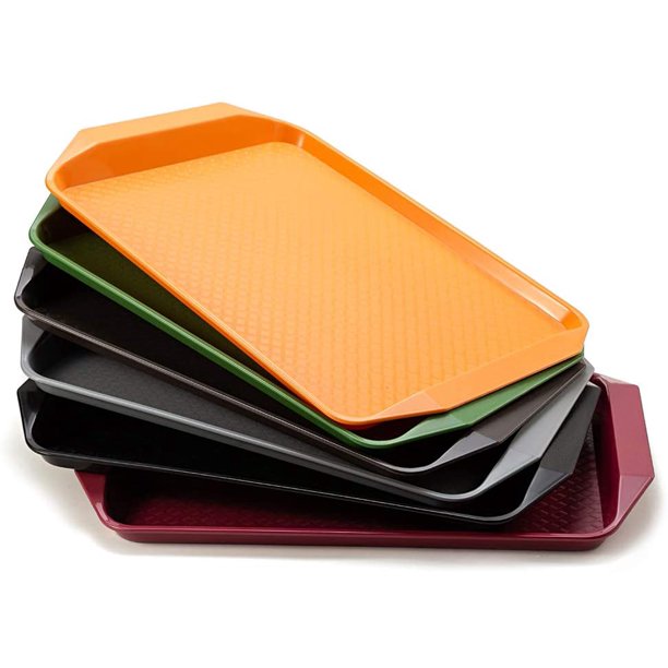 IGUOHAO 6-Piece Plastic Fast Food Tray,16.9 by 11.8-Inches,Assorted ...
