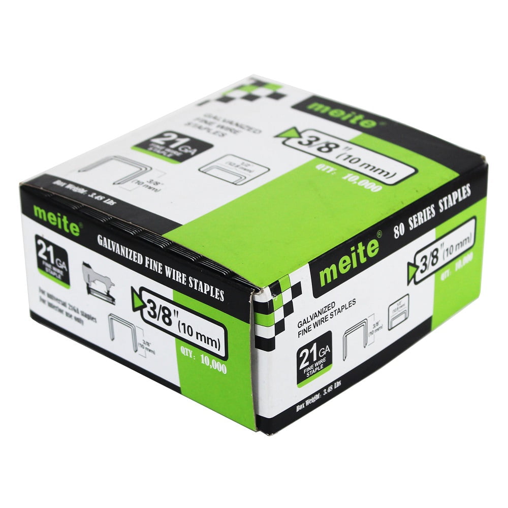 meite 21 Gauge 1/2-inch Crown 3/8-inch Leg Length Galvanized Fine Wire ...