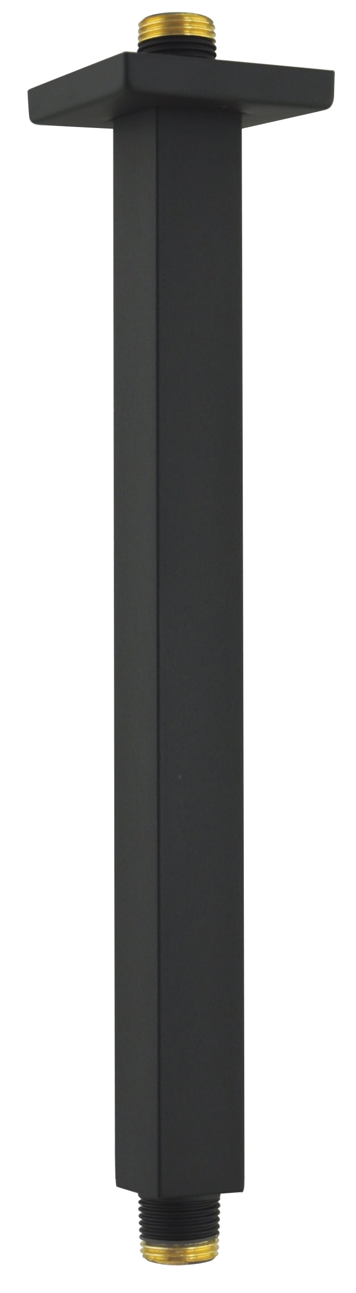 Aquaiaw Ceiling Mount Square Shower Arm, 12”, Brass, Matte Black, NPT ...