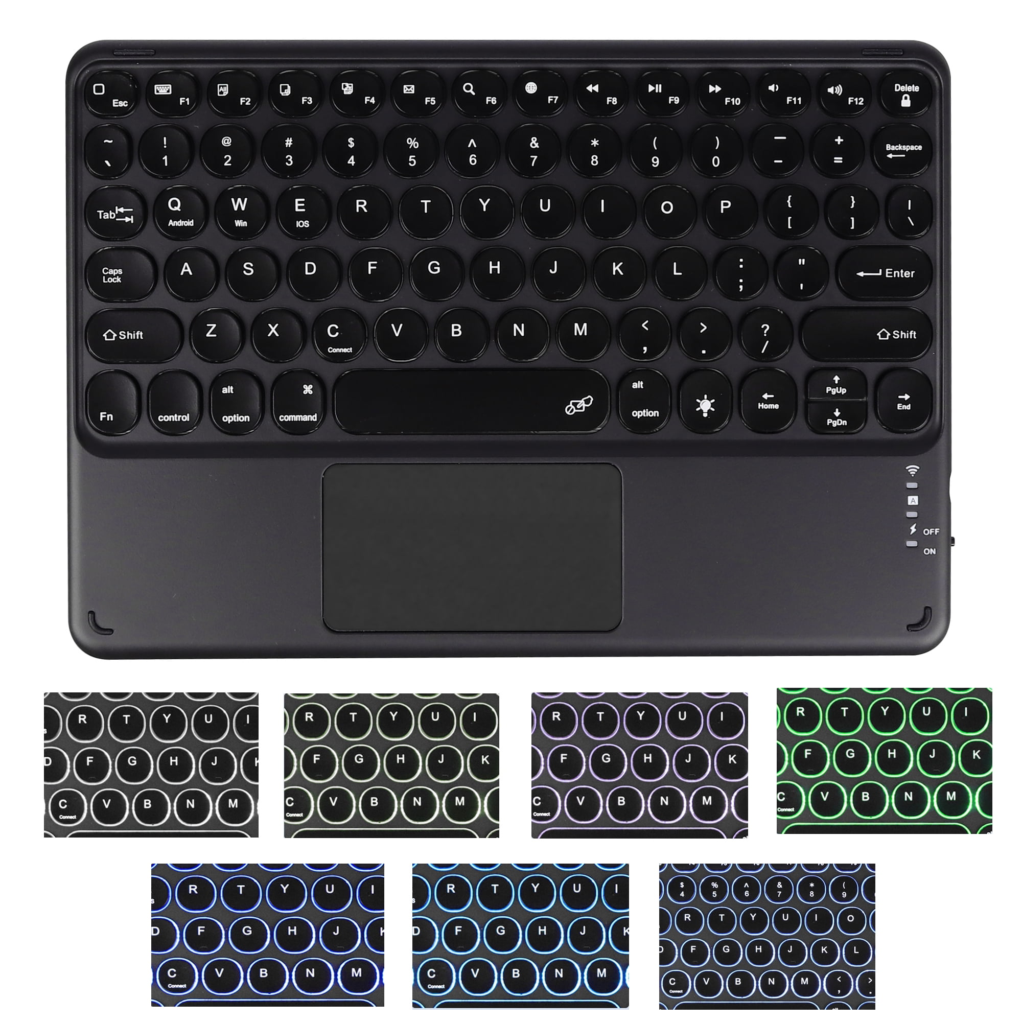 PloutoRich 10 inch Wireless Keyboard with Touchpad, 78 Key Backlit ...