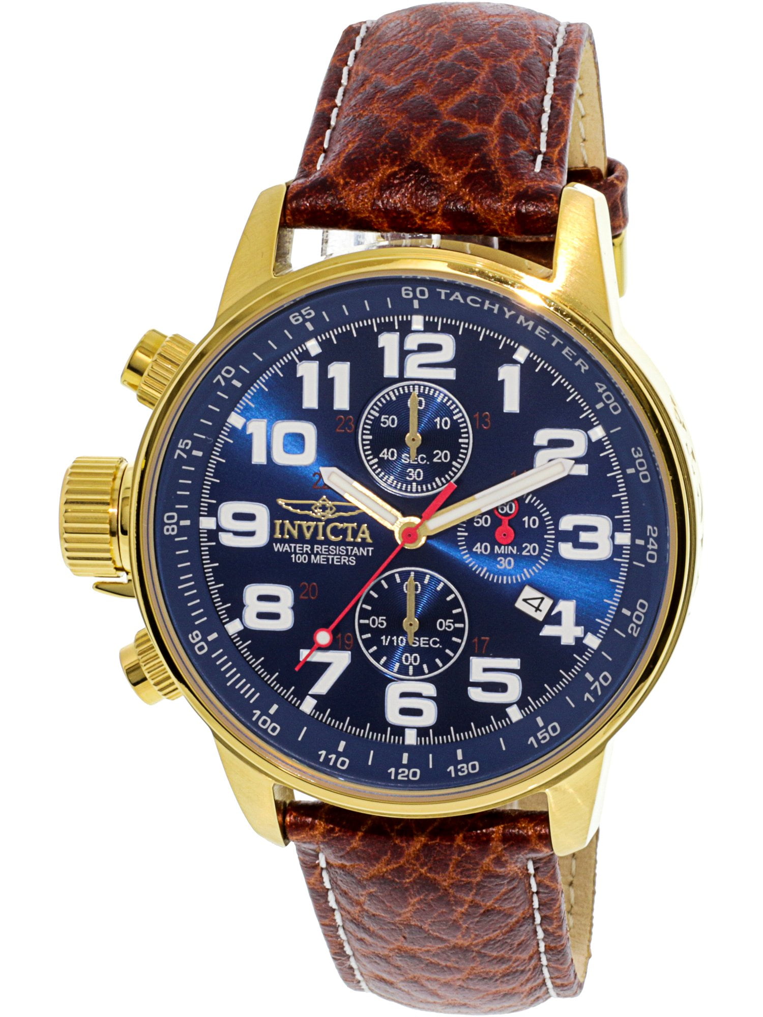 Invicta Men's 3329 Force Collection Lefty Blue Dial Brown Leather Watch ...