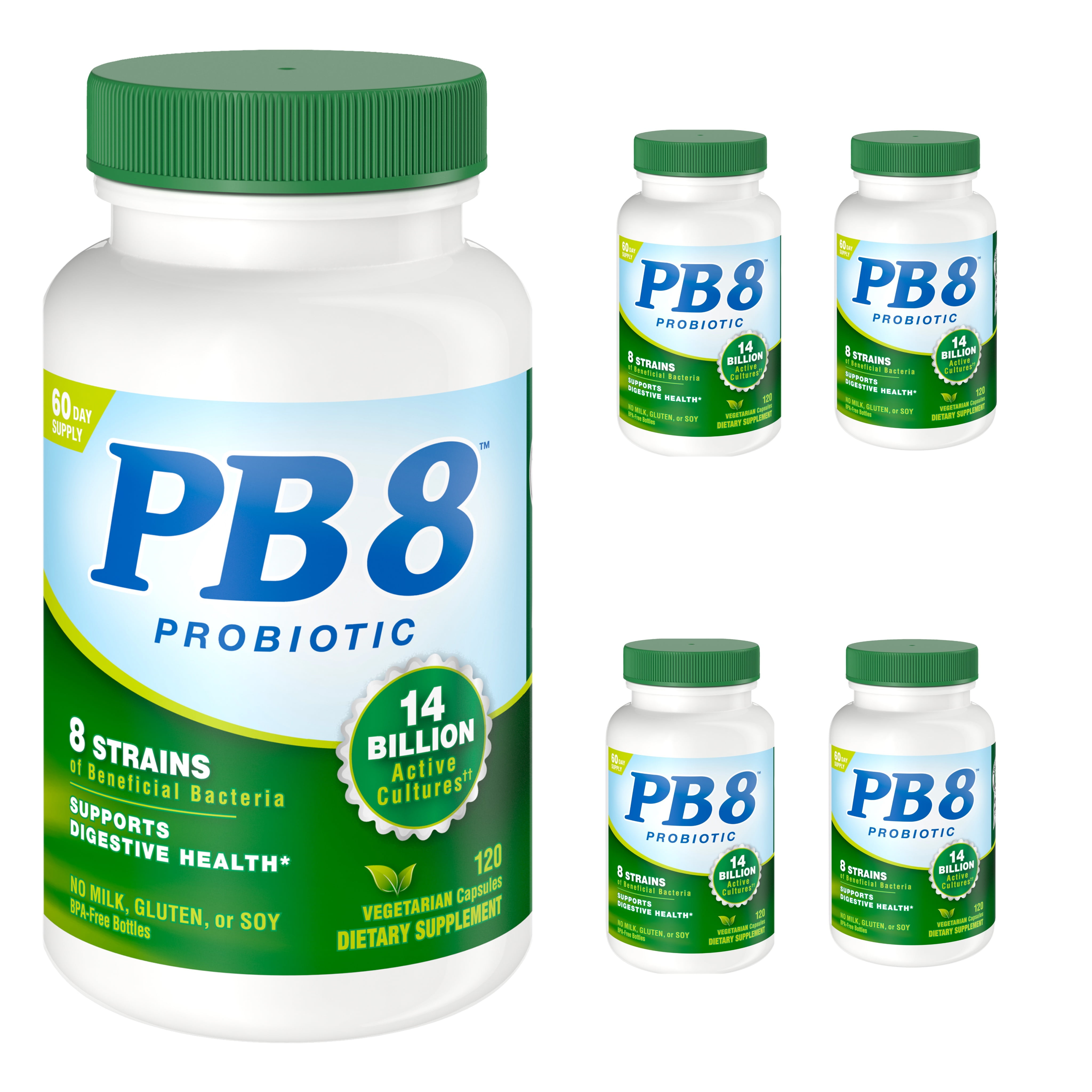 5 Pack Nutrition Now PB 8 Pro-Biotic Vegetarian Supplement, 120 Count ...