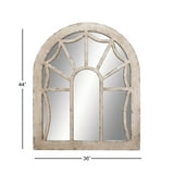 DecMode 36" x 44" Beige Window Pane Inspired Wall Mirror with Arched ...