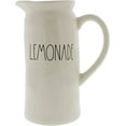 Rae Dunn LEMONADE Ceramic Pitcher Ivory Exterior Yellow Interior Black ...