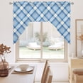 Blue Checkered Swag Curtain Valance for Windows, Modern Minimalist ...