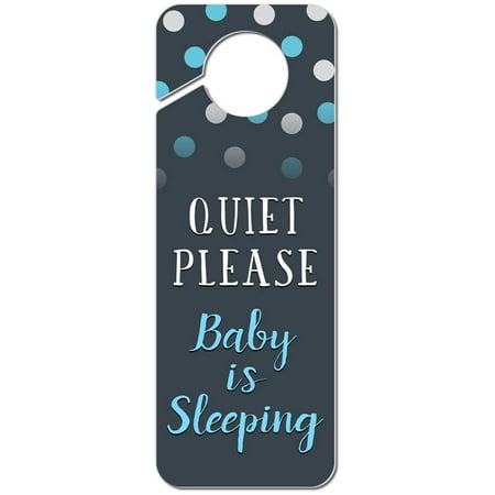 Quiet Please Baby is Sleeping Blue Plastic Door Knob Hanger Sign ...