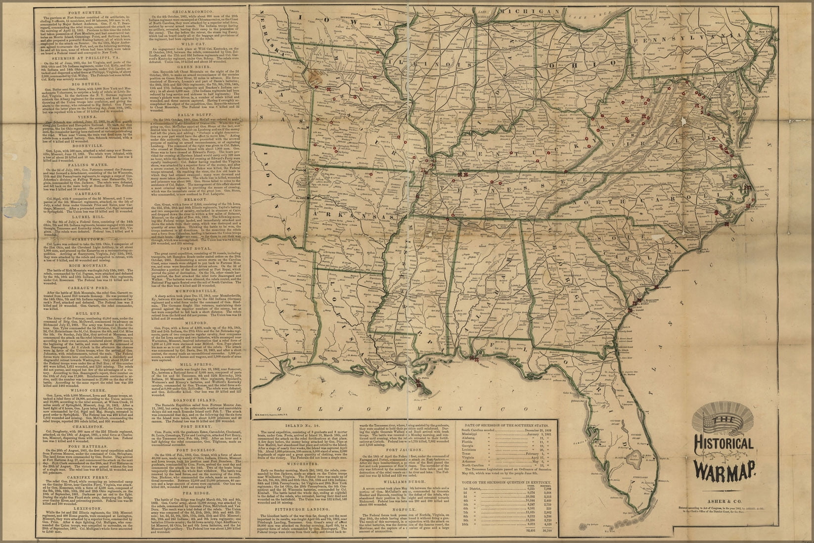 24"x36" Gallery Poster, civil war Map south United States of america ...