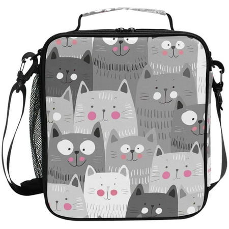 Cat Pattern Lunch Box Cats Insulated Lunch Bag Cute Funny Kitty Kitten ...