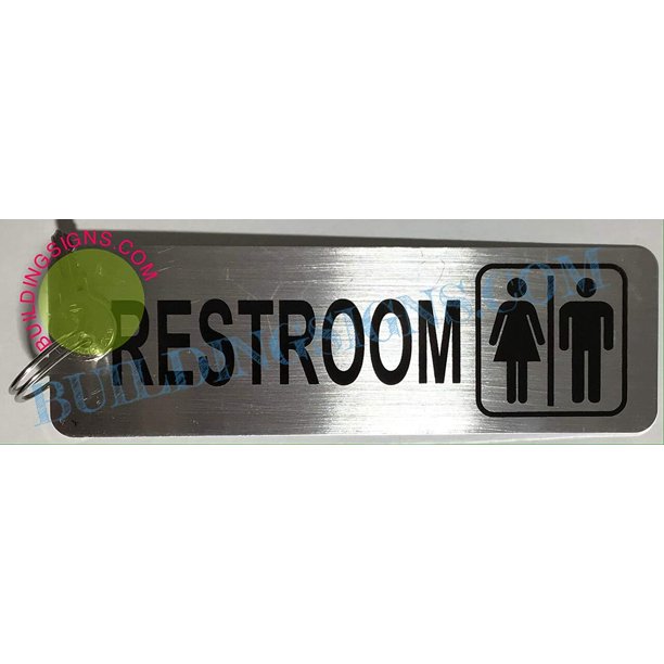 2-Sided Unisex Restroom Keychain or Key Tag (Silver,Rust Free-Aluminum ...