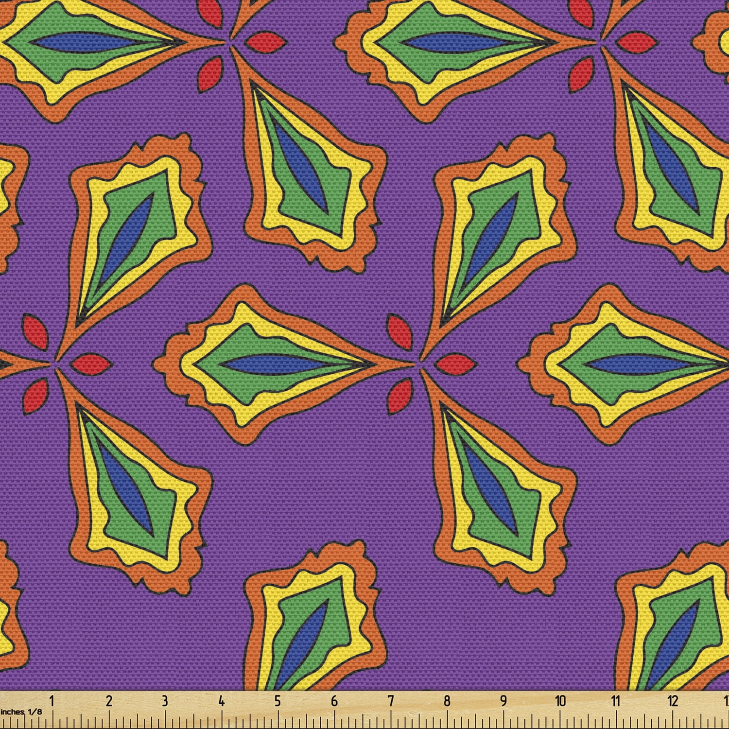 Abstract Sofa Upholstery Fabric by the Yard, Geometric Shapes on Purple ...