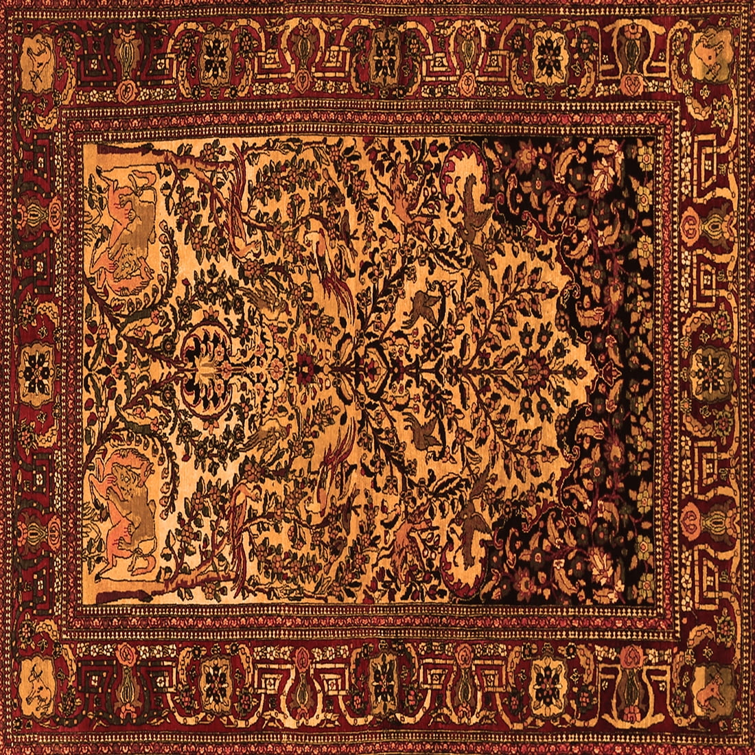 Ahgly Company Indoor Square Persian Orange Traditional Area Rugs, 7 ...