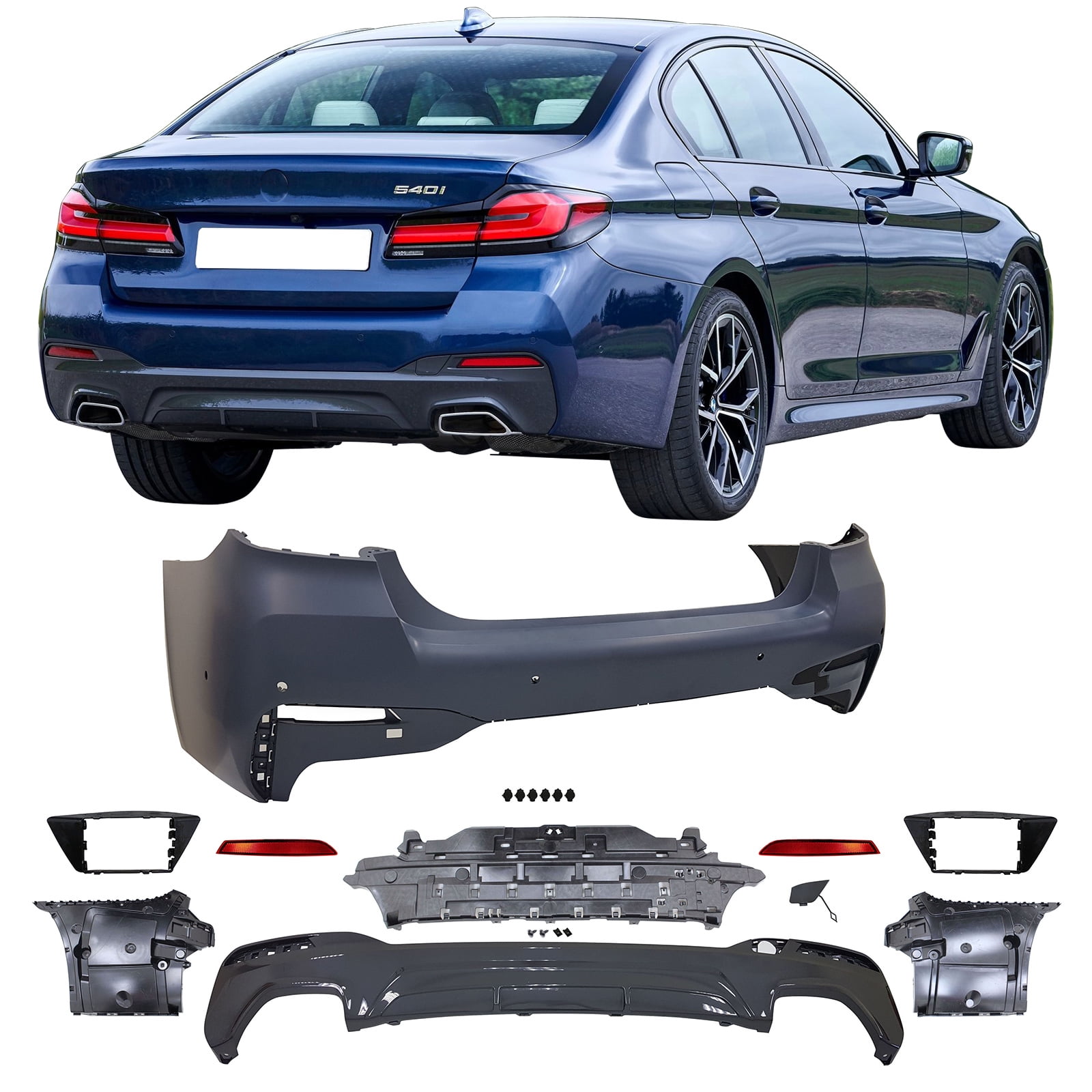 Ikon Motorsports Rear Bumper Cover Compatible With 2021-2023 BMW G30 5 ...