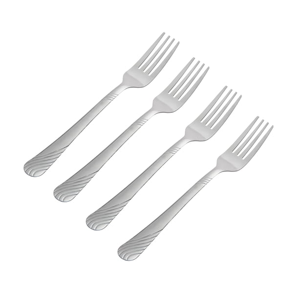 Mainstays 4-Piece Swirl Stainless Steel Dinner Fork Set, Silver ...