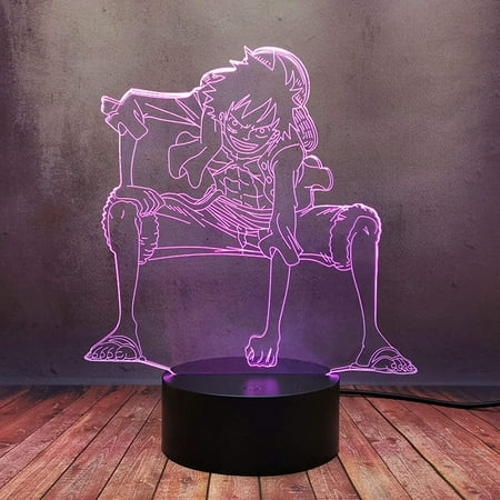 Creative Comic Boy Monkey Luffy Decor Night Light, 3D LED Japan Anime ...